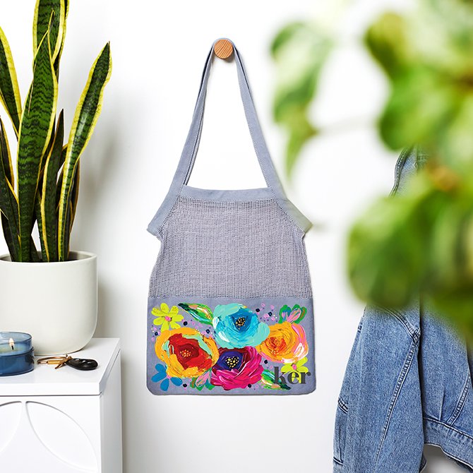 EttaVee Finger Painted Florals Mesh Tote Bag | Erin Condren