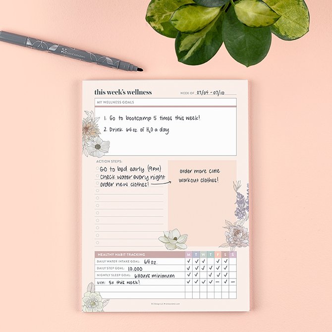 Weekly Wellness Tracker Notepad | Erin Condren